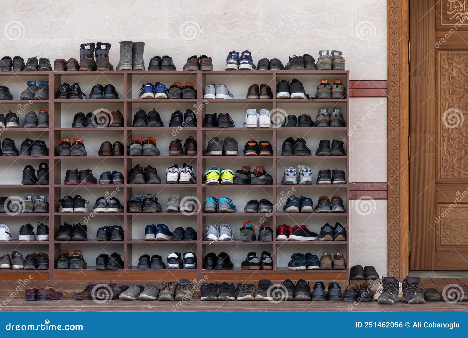 Shoes of People Praying in Front of the Mosque, Shoe Rack Stock Photo ...