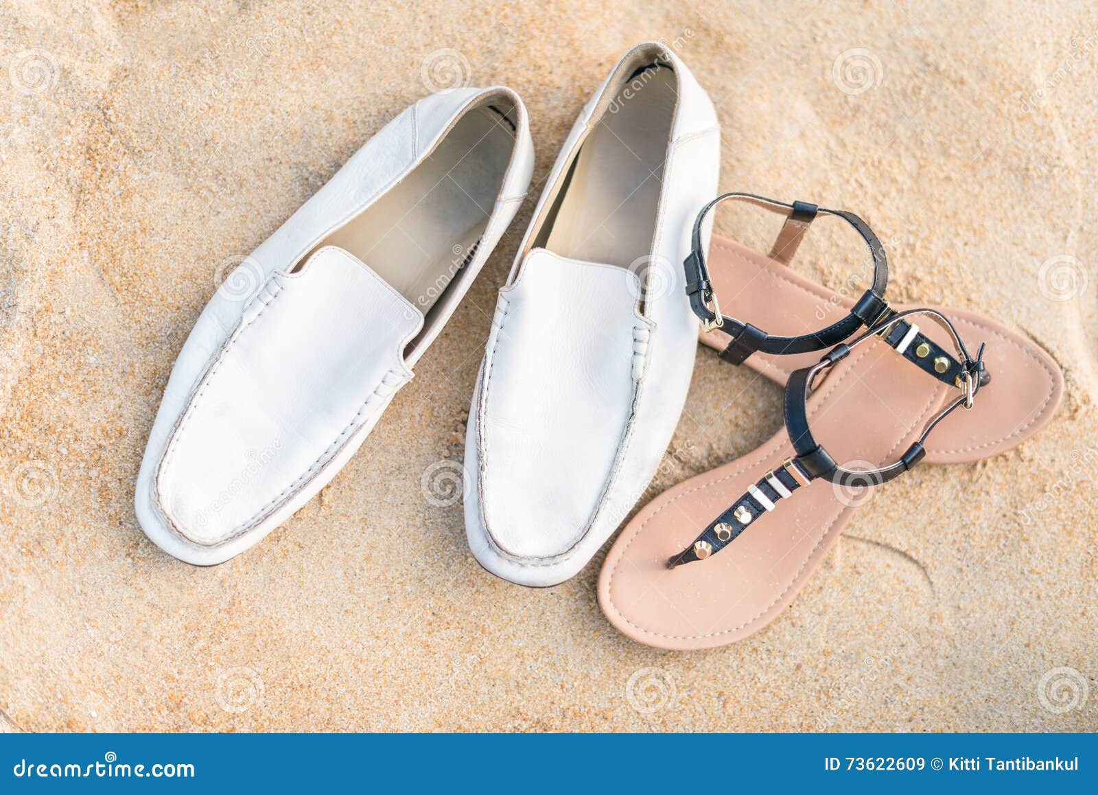 Shoes on sand stock image. Image of activities, paradise - 73622609