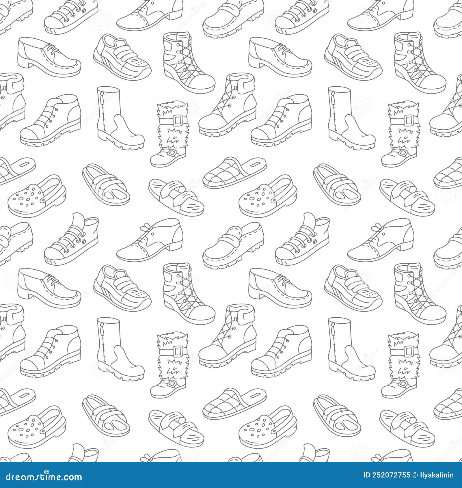 Shoes Seamless Pattern Background. Different Types of Shoes. Editable ...