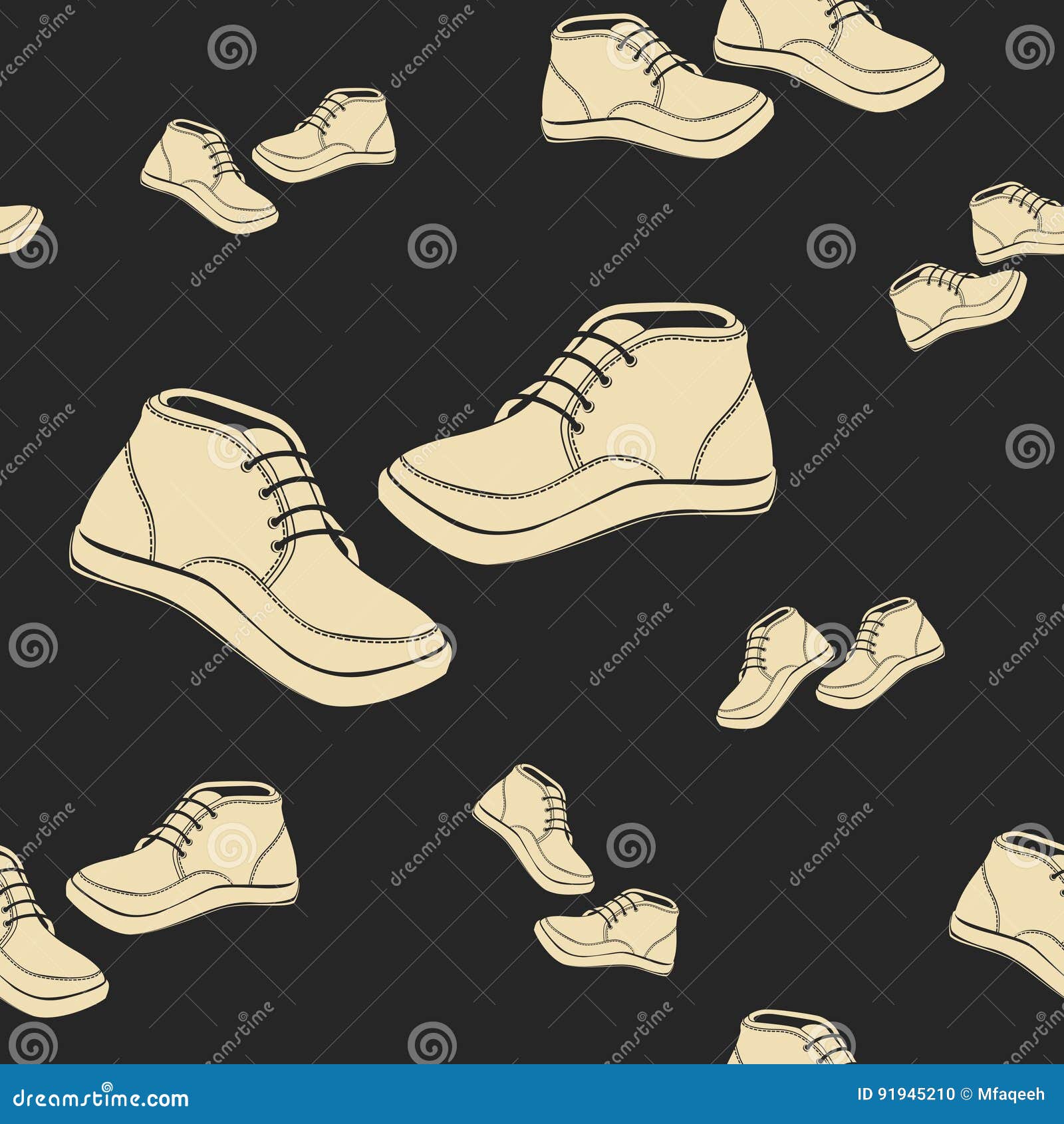 Flat Monochrome Shoes Vector Seamless Pattern Stock Vector ...