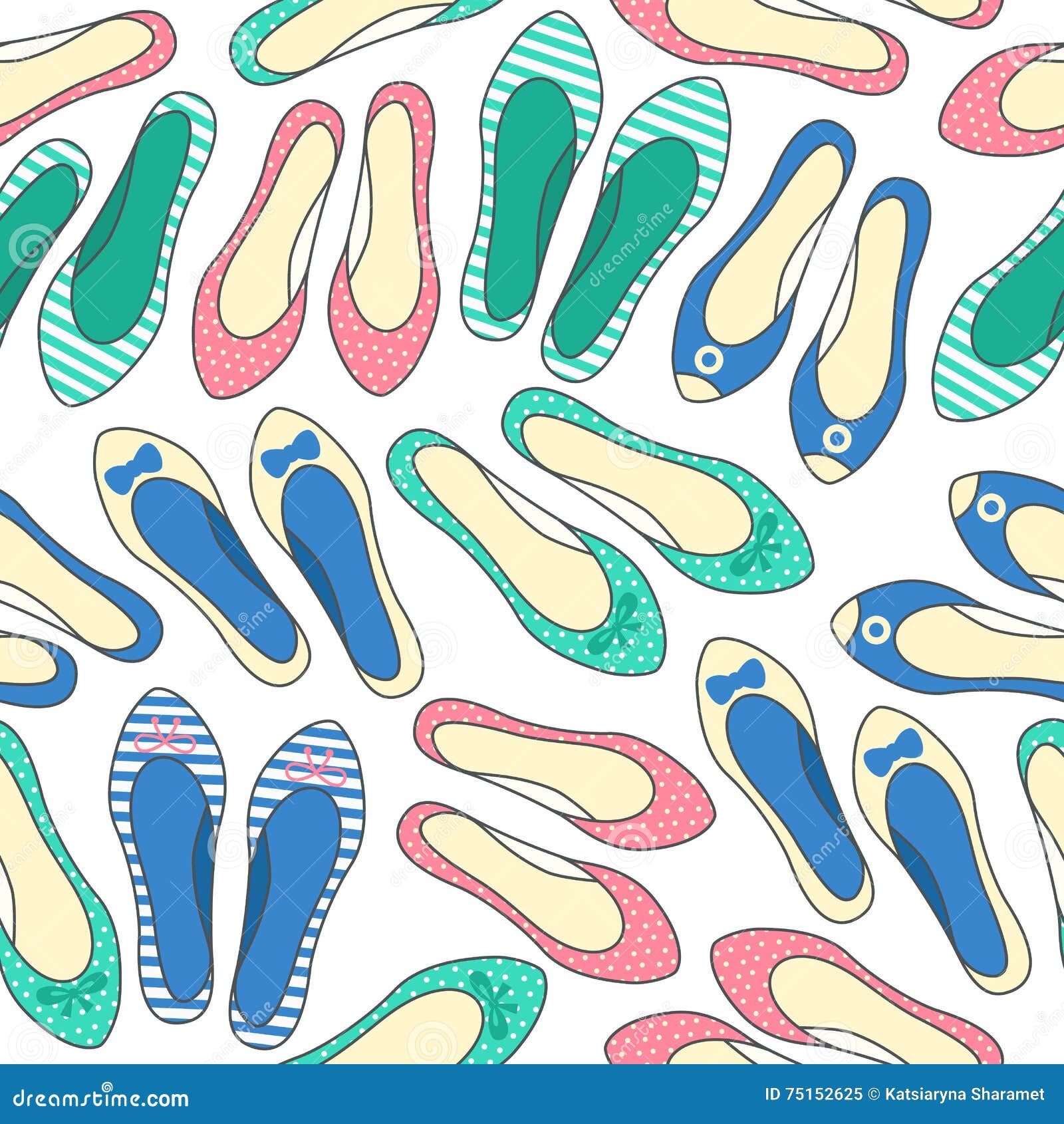 Shoes seamless pattern. stock vector. Illustration of cute - 75152625