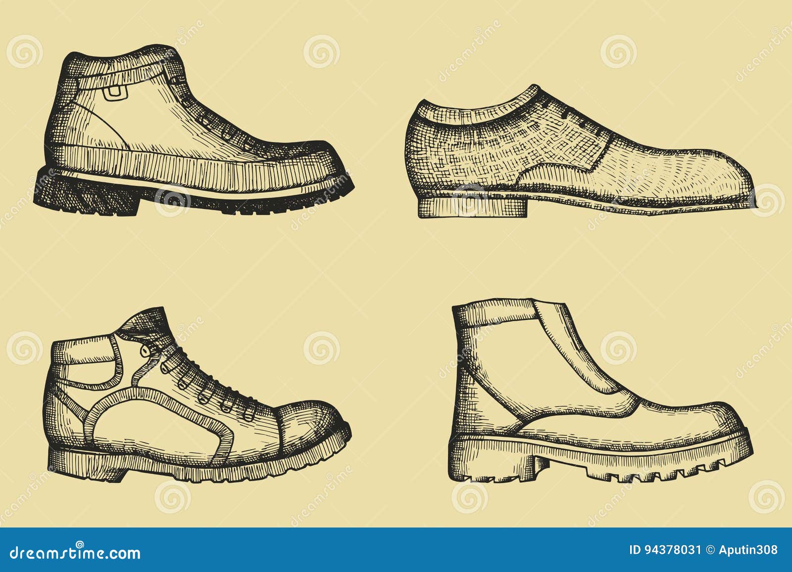 Shoes Set of Hand Drawings. Vector Illustration Stock Vector ...