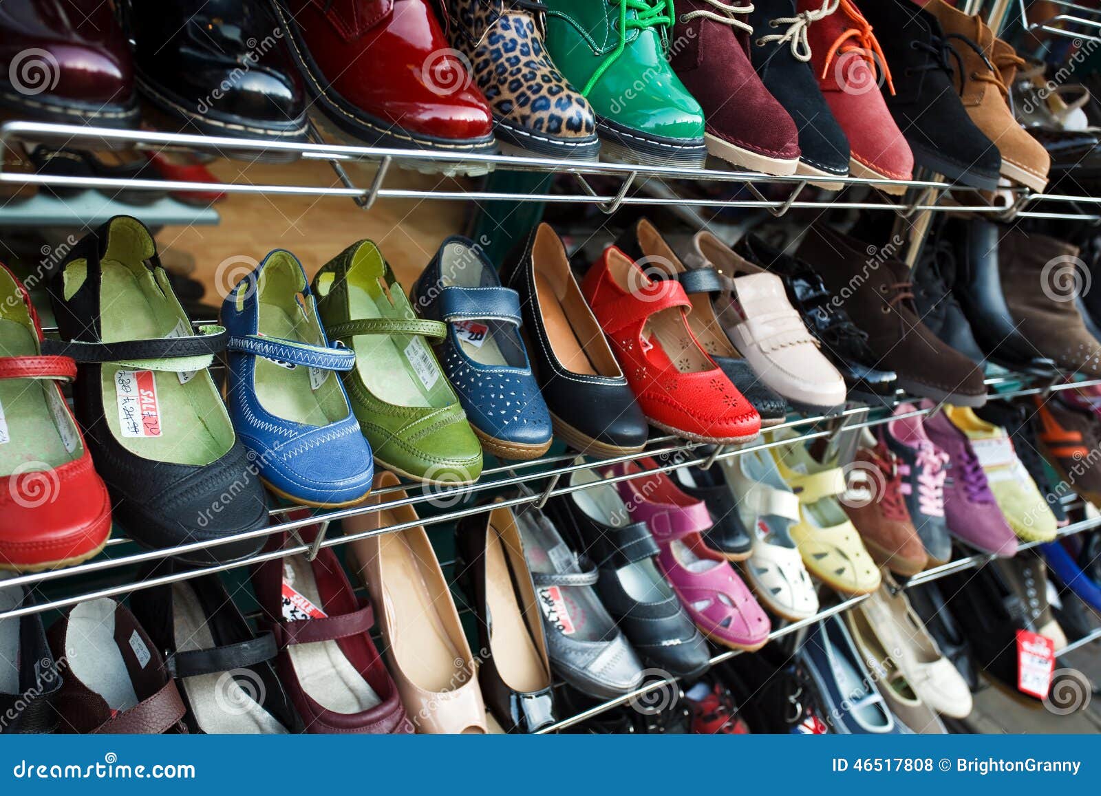 Shoes on a shelf stock photo. Image of shop, shoe, bunch - 46517808