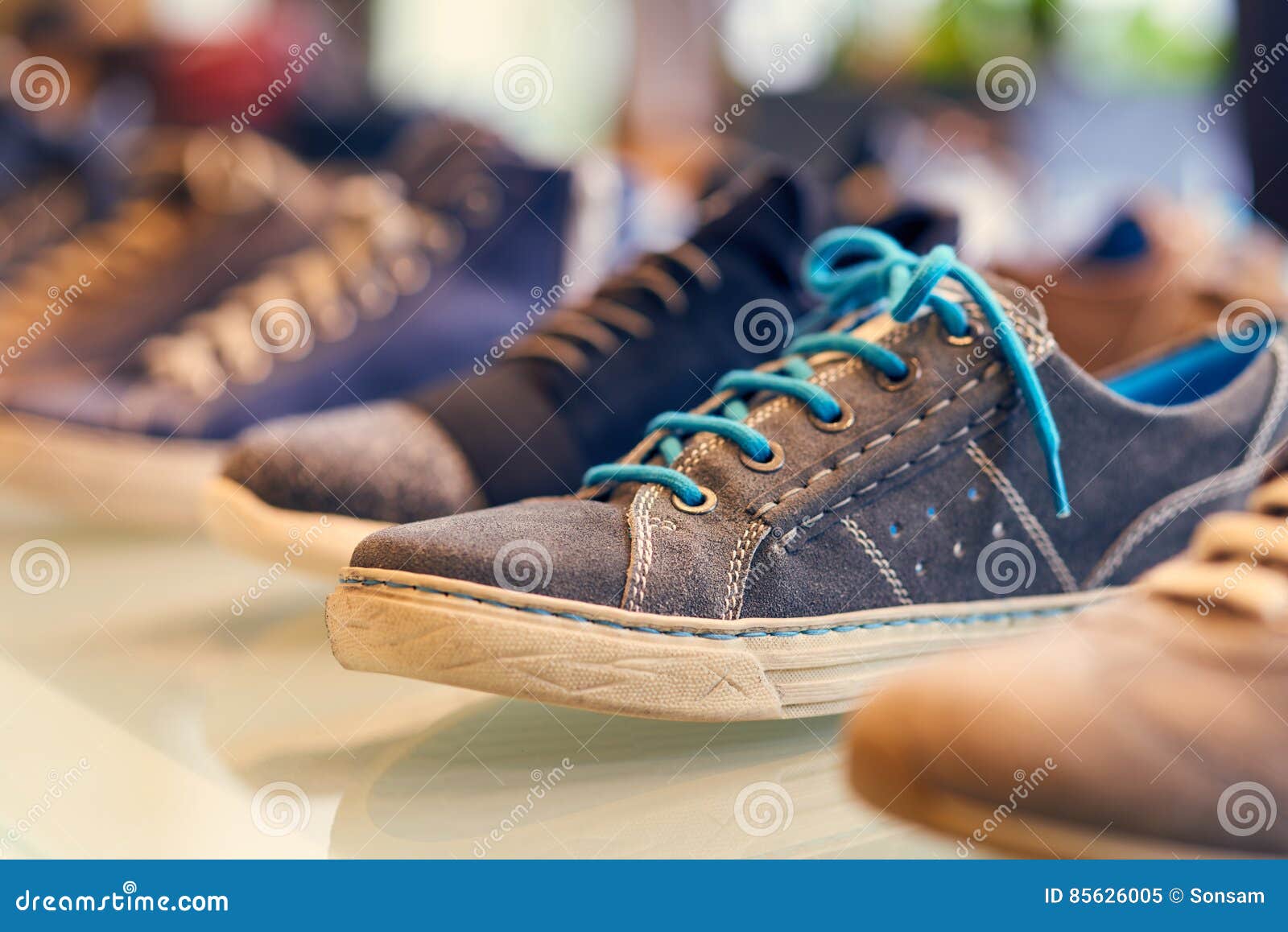 Shoes shop - collection stock image. Image of boot, shelf - 85626005