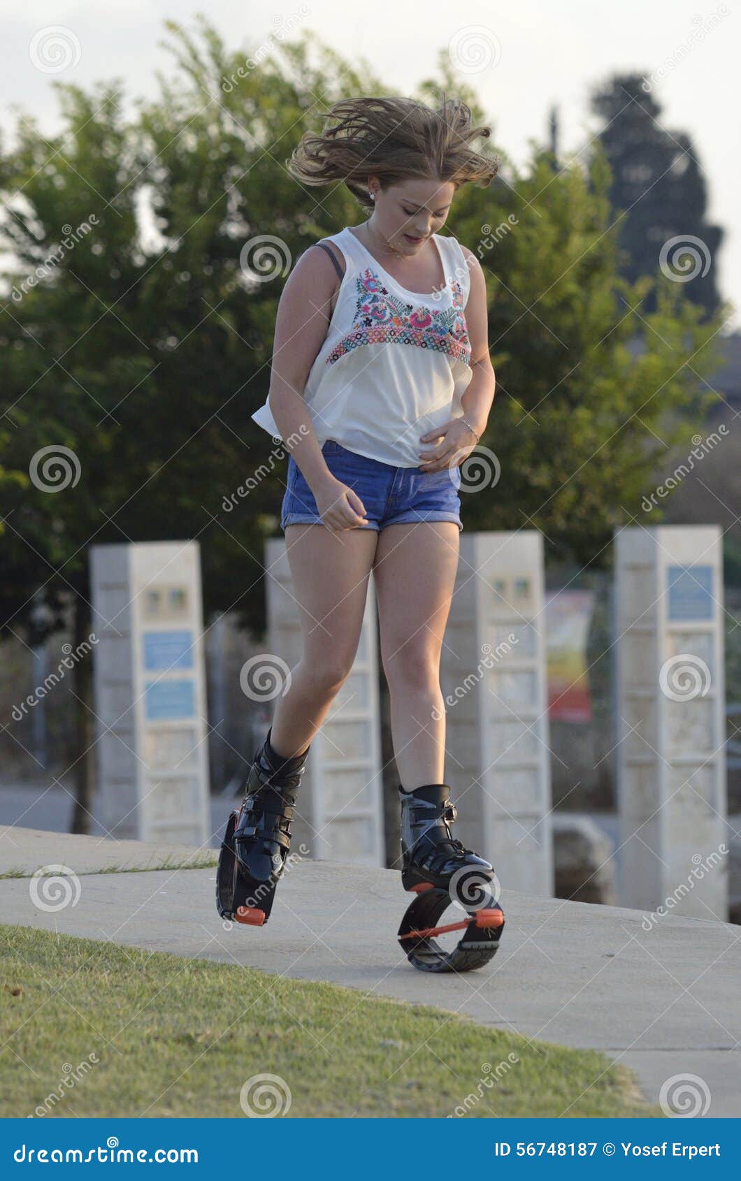 Shoes with Springs for Jumping Stock Image - Image of jogging, blond ...