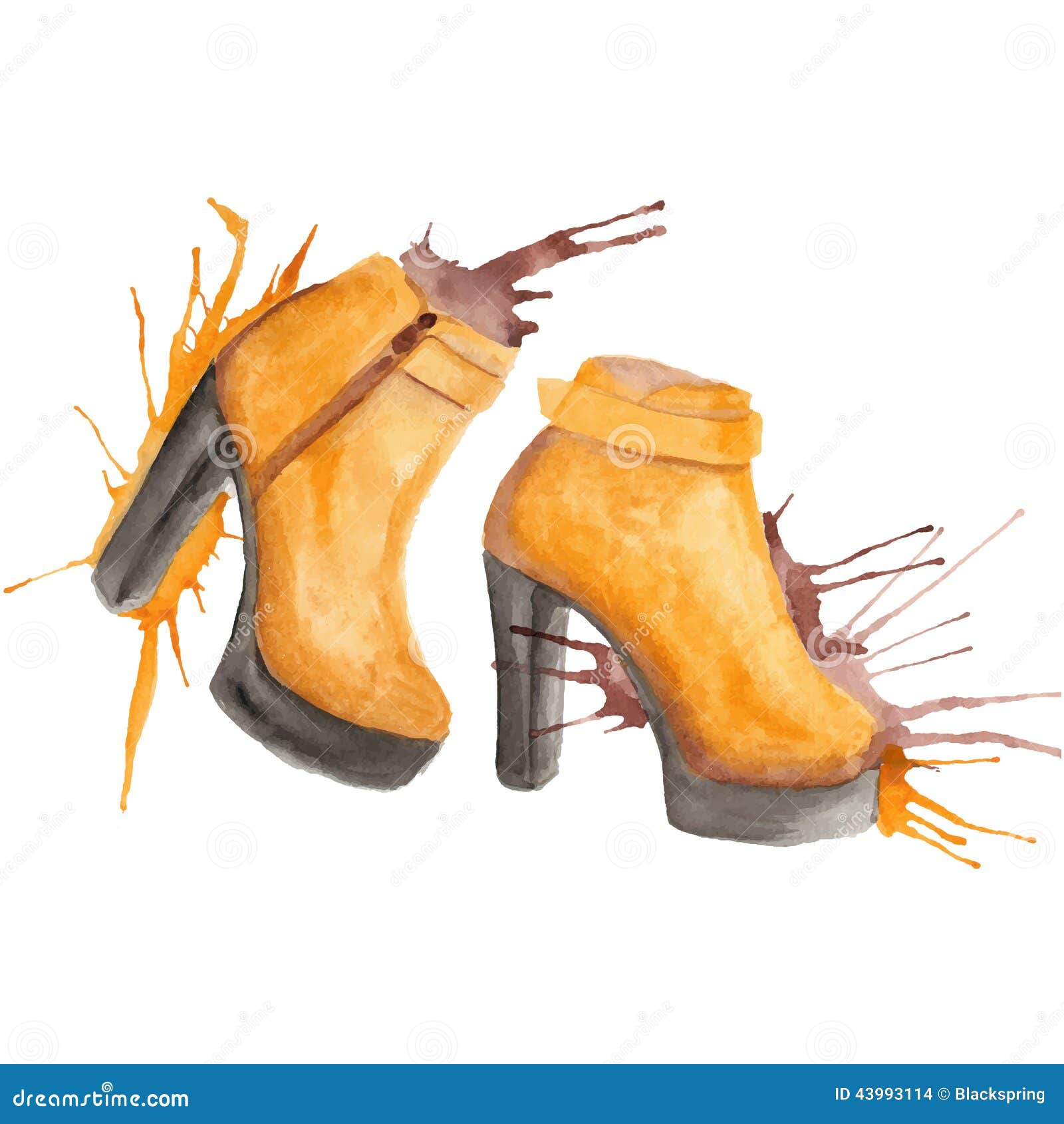 Shoes Watercolor Illustration Stock Vector - Illustration of high ...