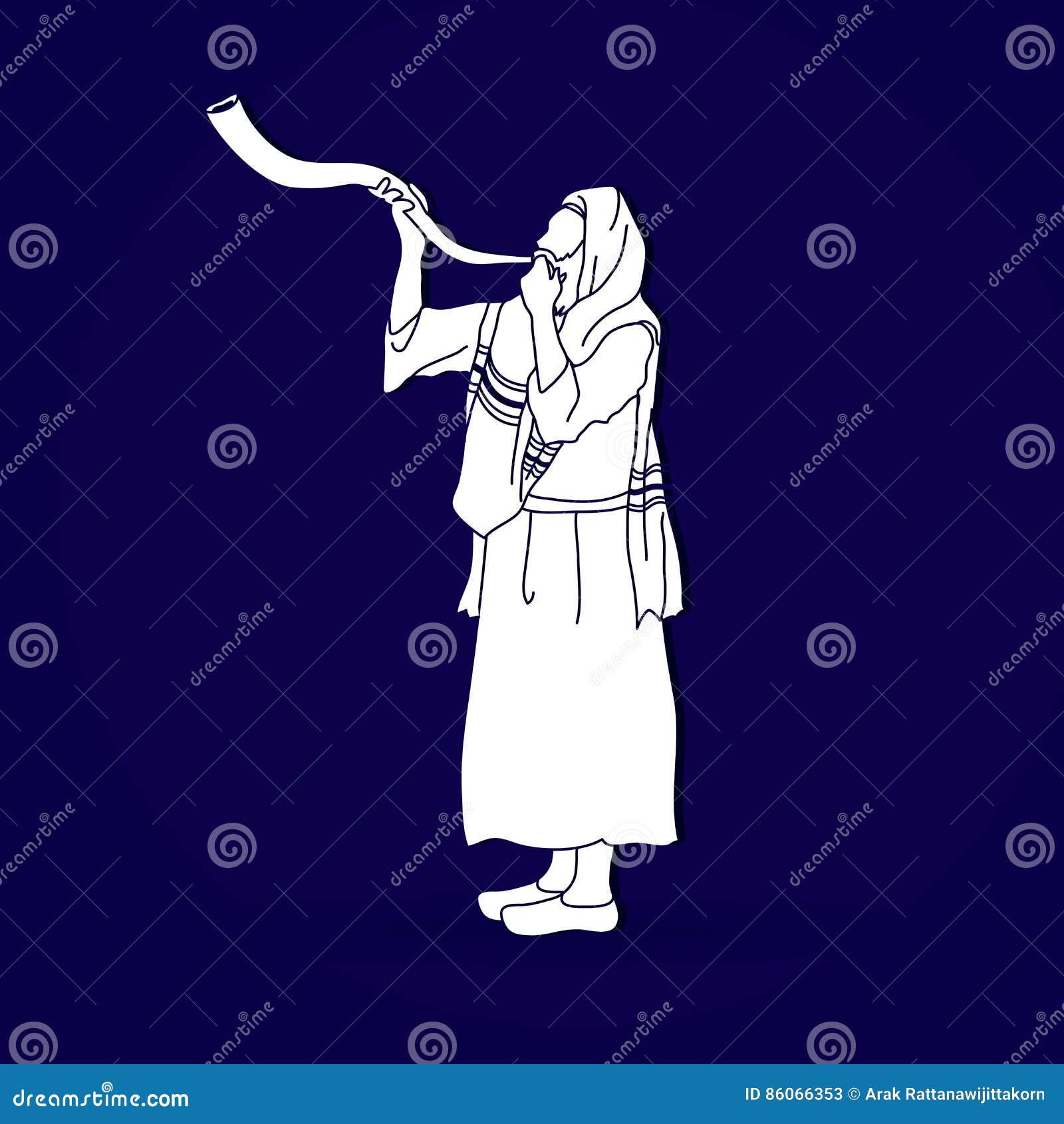 Shofar Blowing Graphic Vector 86066366