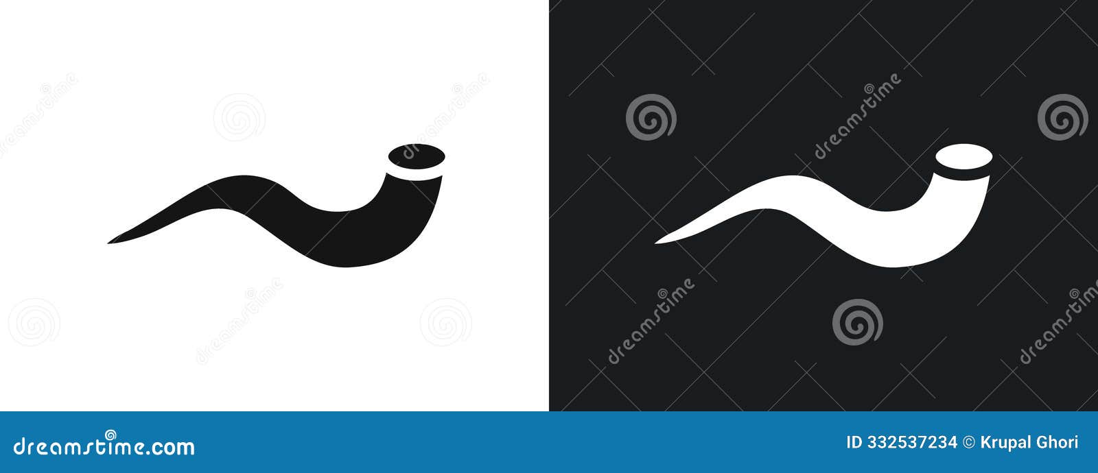 Shofar Icon Linear Graphics Set Vector in Black Stock Illustration ...