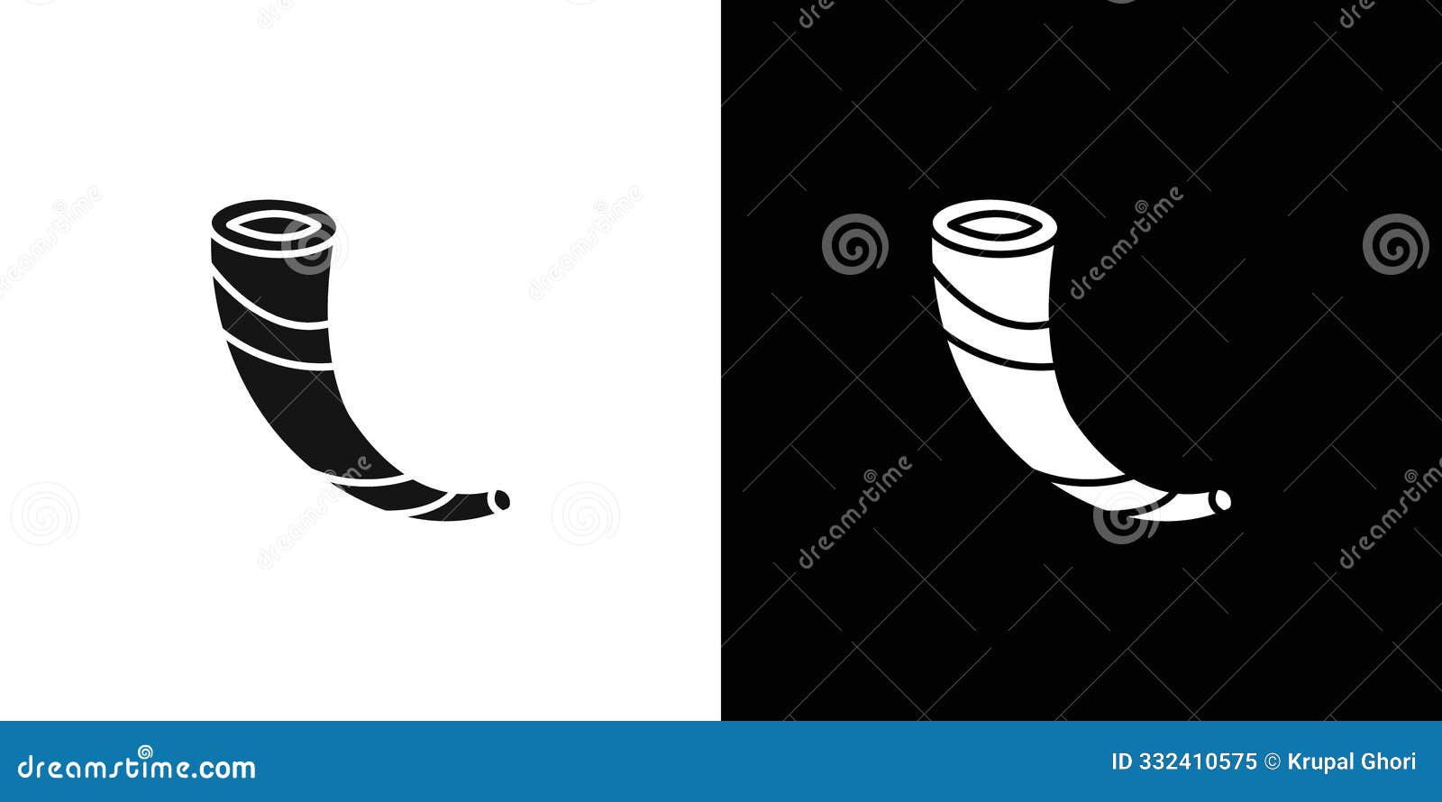 Shofar Icon Flat Vector Set Outline Stock Vector - Illustration of ...