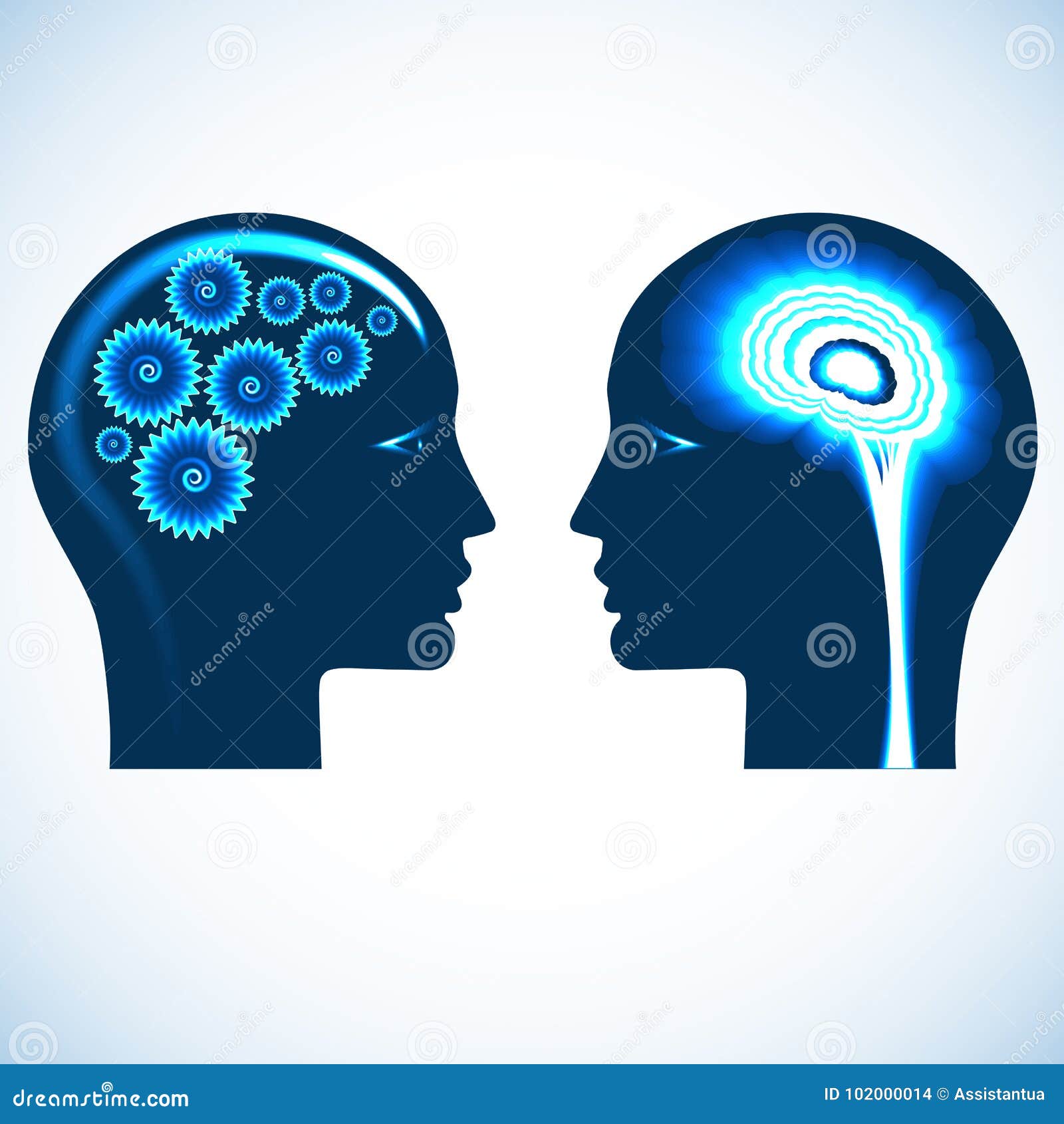 Shone Gear Wheels and Shone Brain, Rational and Creative Thinking Stock ...