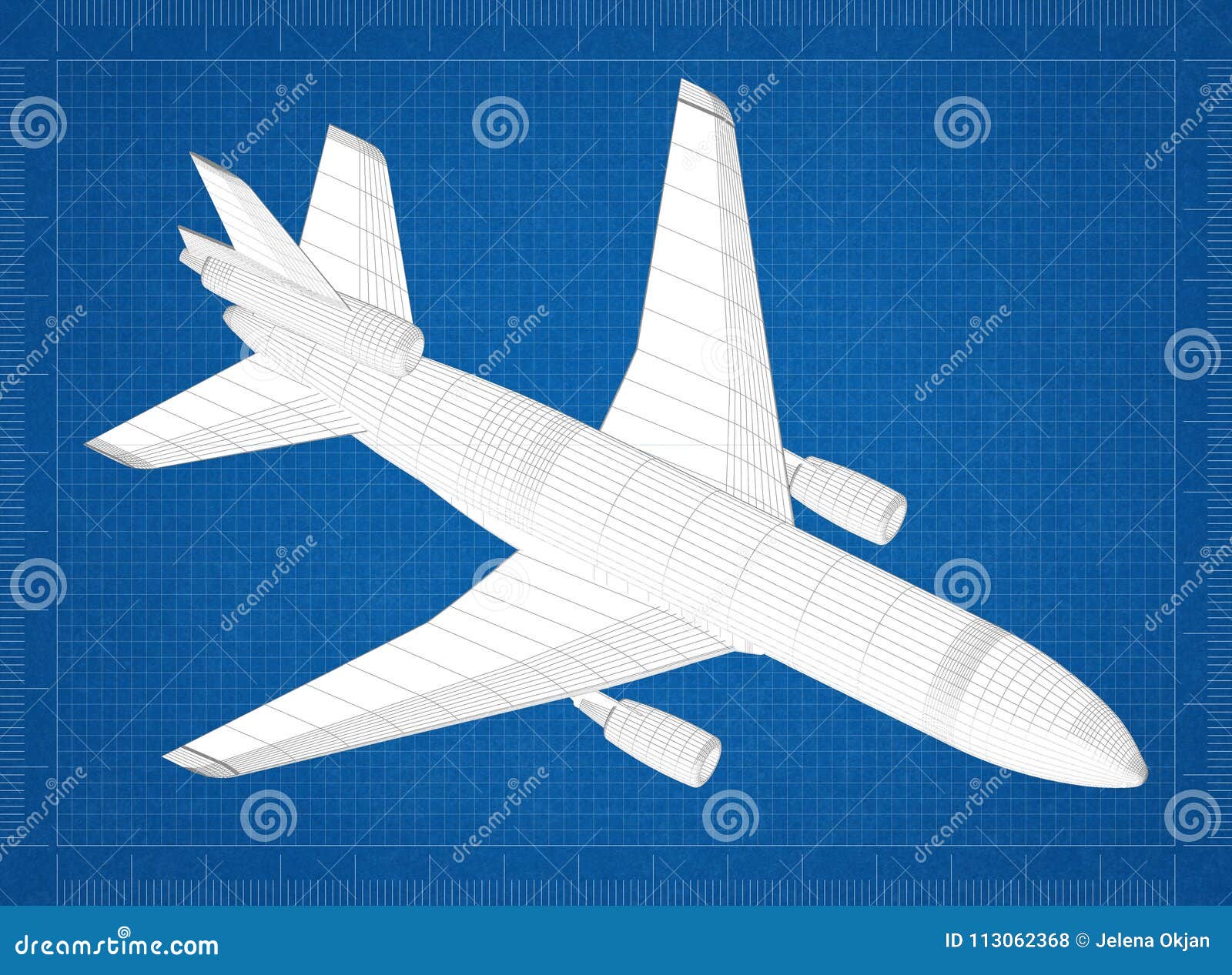 Airplane 3D blueprint stock photo. Image of airplane - 113062368