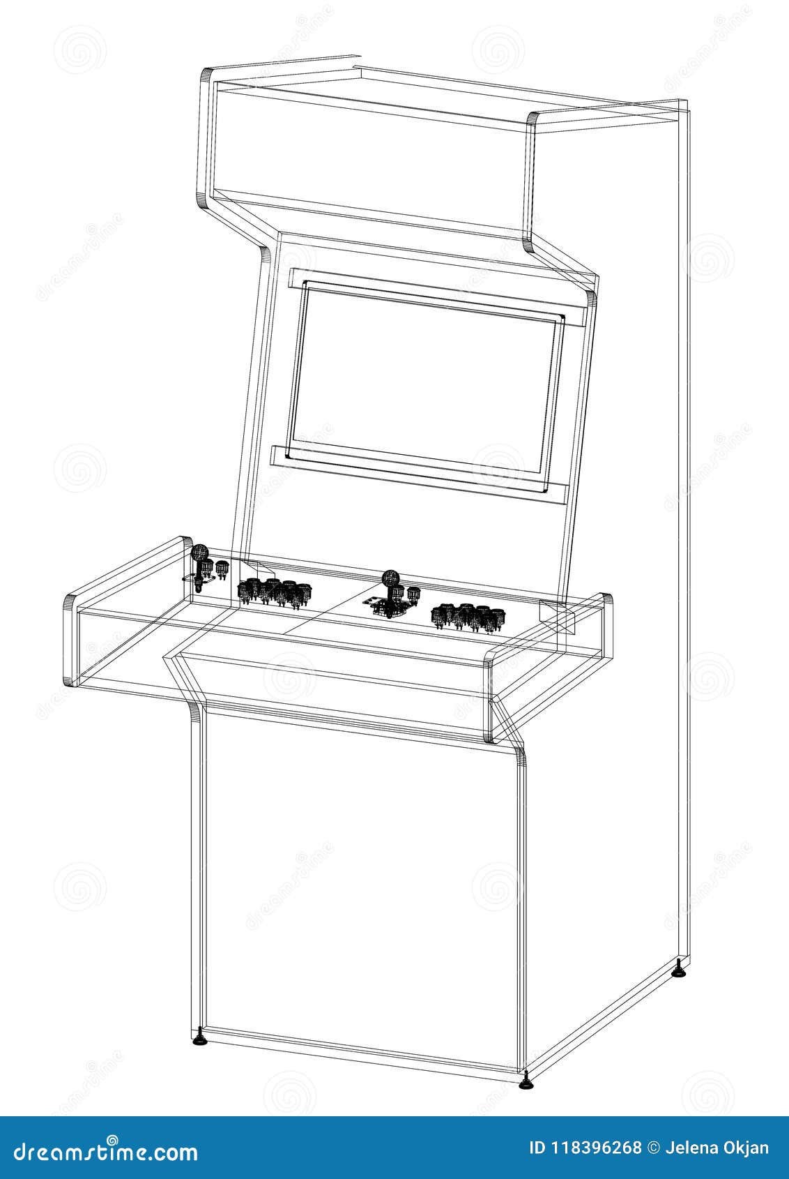 Arcade Game Architect Blueprint Stock Illustration - Illustration of ...