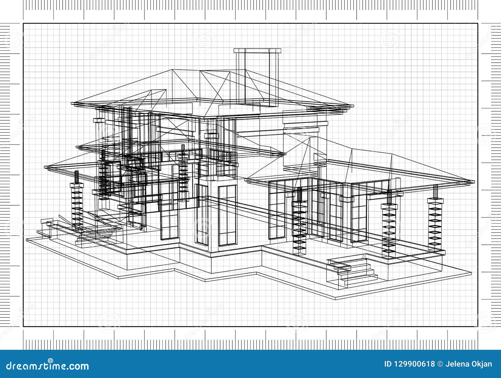 Architect Blueprint design stock illustration. Illustration of grid ...