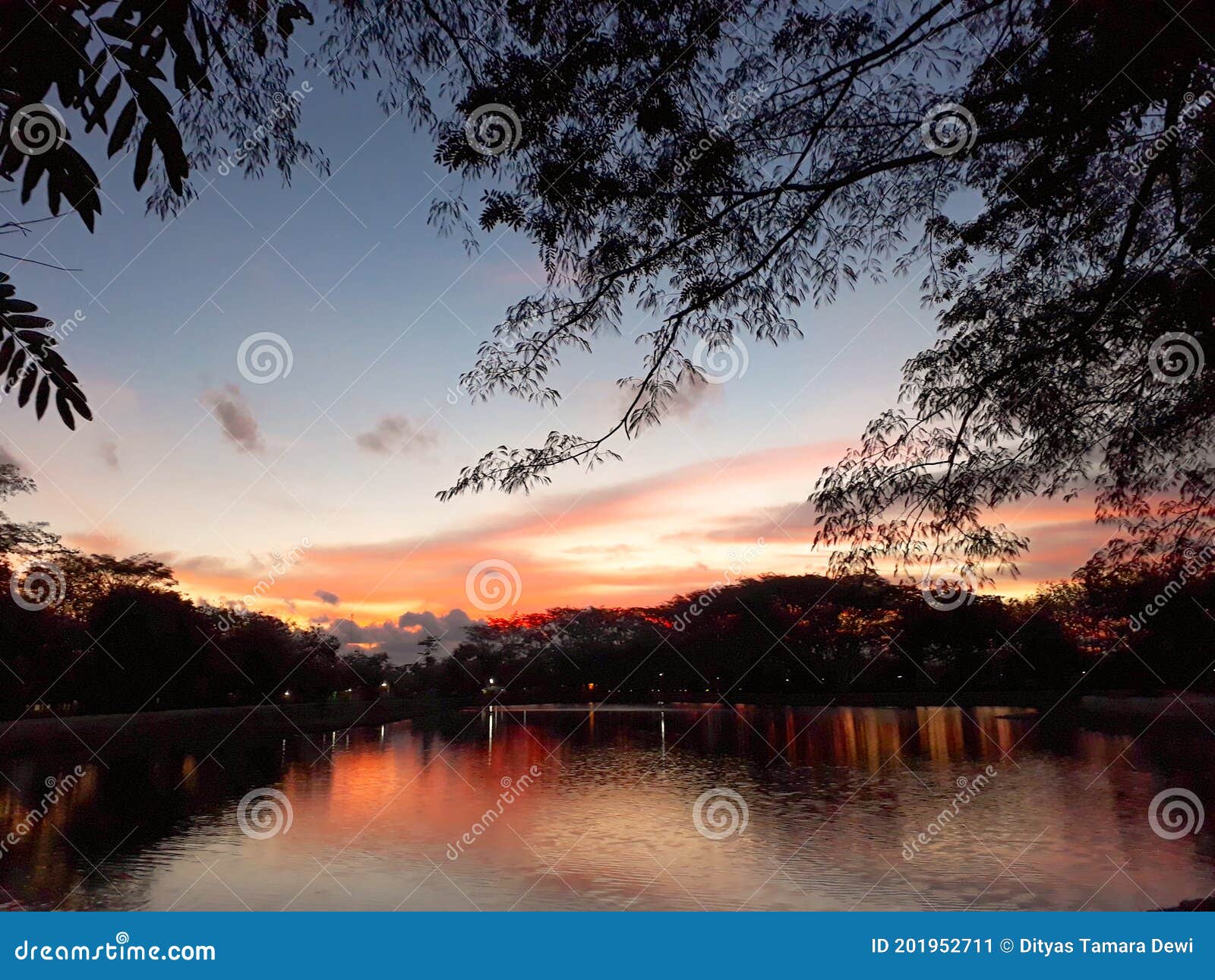 Shoot a Beautiful Sky Color Gradation in a Lake Stock Image - Image of ...