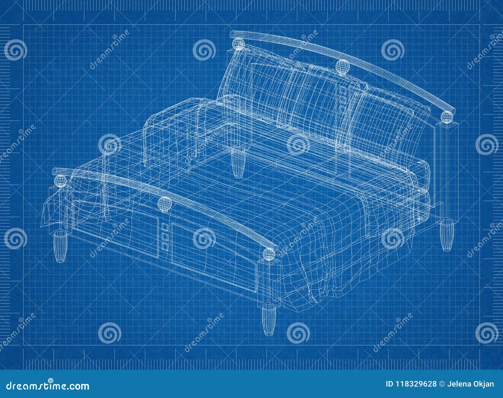 Bed Architect blueprint stock illustration. Illustration of paper ...