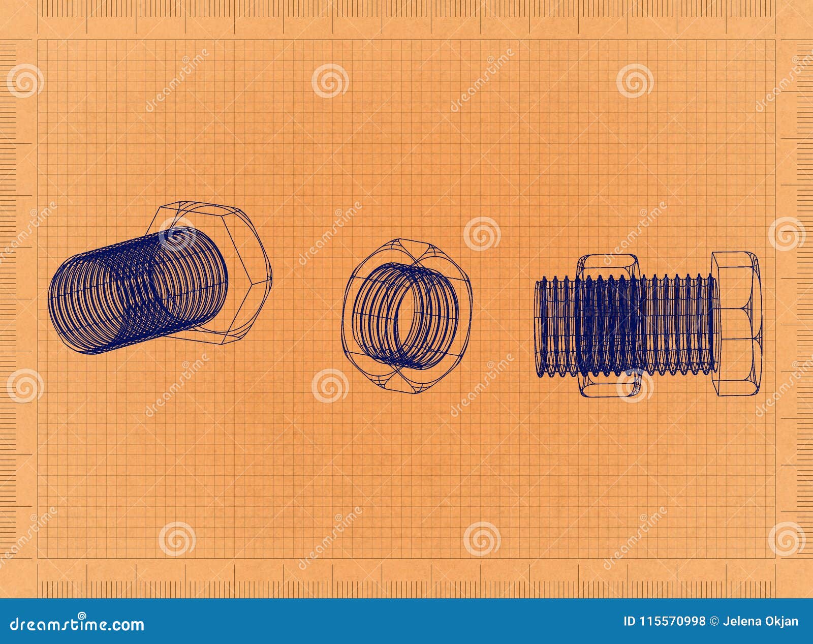 Fastener 3D Blueprint Royalty-Free Stock Photography | CartoonDealer ...