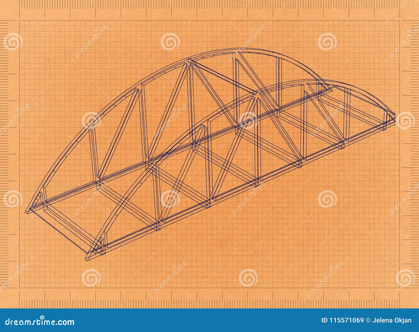 Bridge - Retro Blueprint stock illustration. Illustration of designer ...