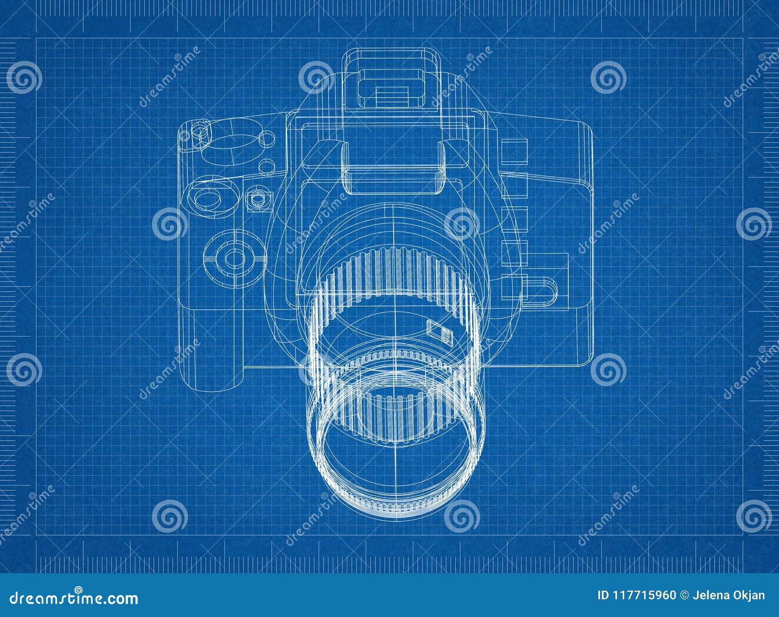 Camera Architect blueprint stock illustration. Illustration of drawing ...