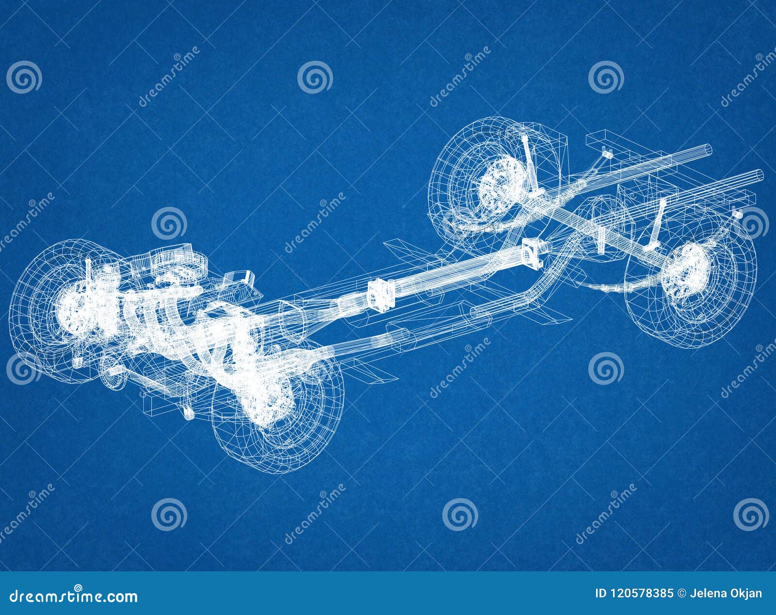 Car Chassis and Engine Design - Blueprint Stock Image - Image of frame ...