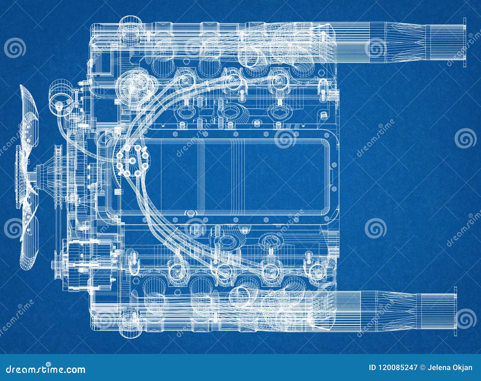 Car Engine Design Architect Blueprint Stock Illustration - Illustration ...