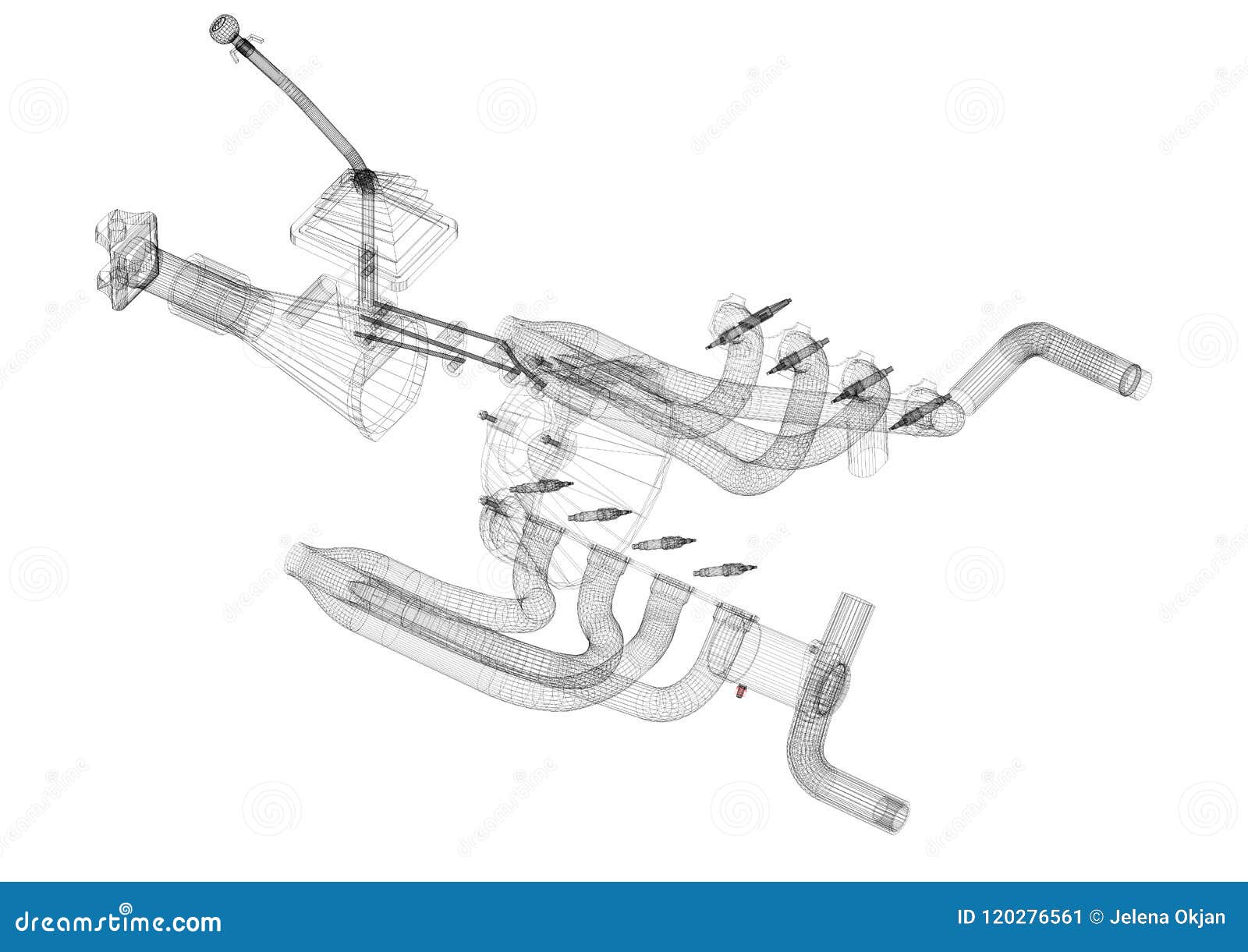 Car Transmission Architect Blueprint - Isolated Stock Illustration ...