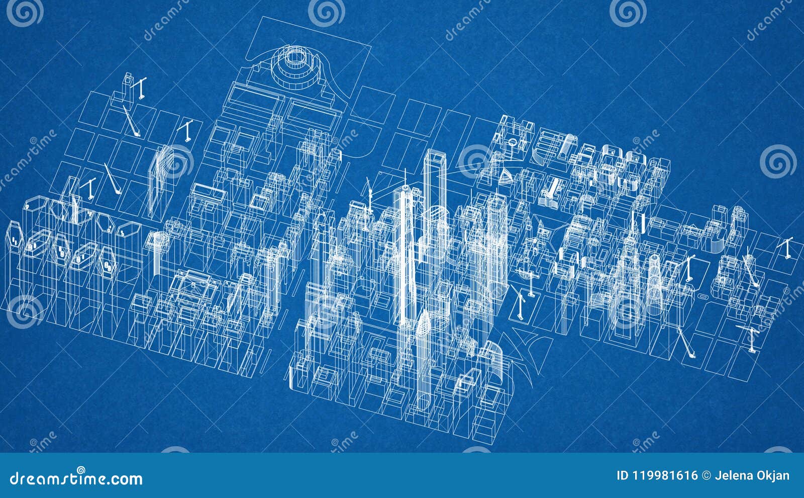 City Concept Architect Blueprint Stock Illustration - Illustration of ...