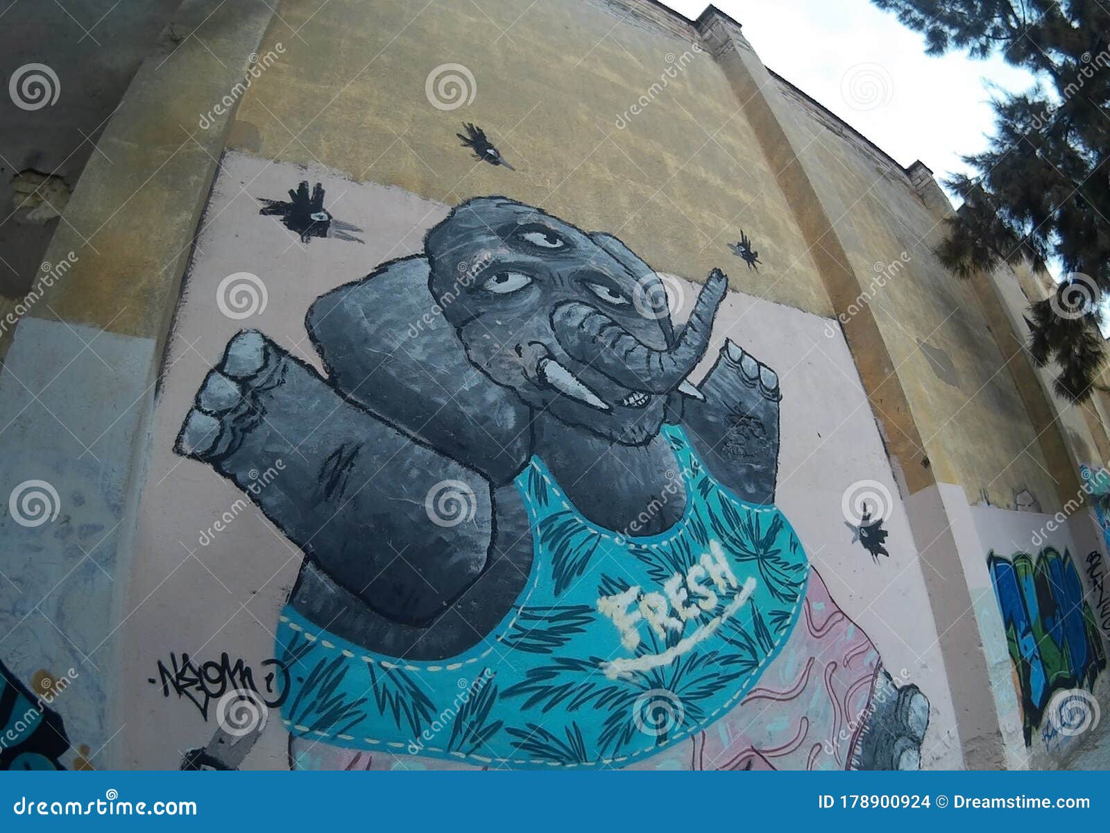 ELEPHANT GRAFFITI editorial stock image. Image of street - 178900924