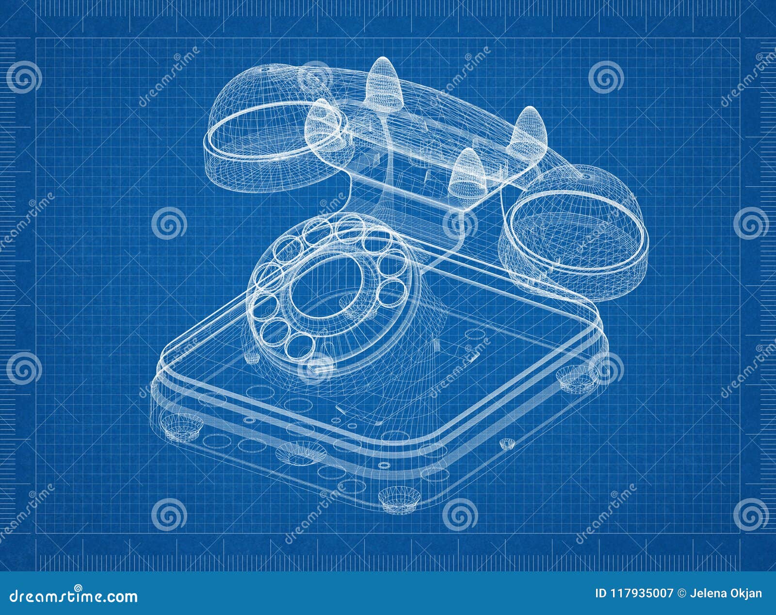 Classic Phone Architect Blueprint Stock Image - Image of architect ...