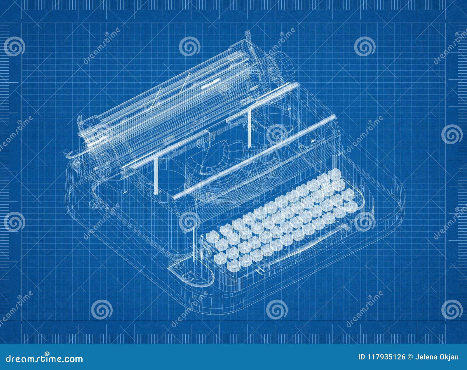 Classic Typewriter Architect Blueprint Stock Illustration ...