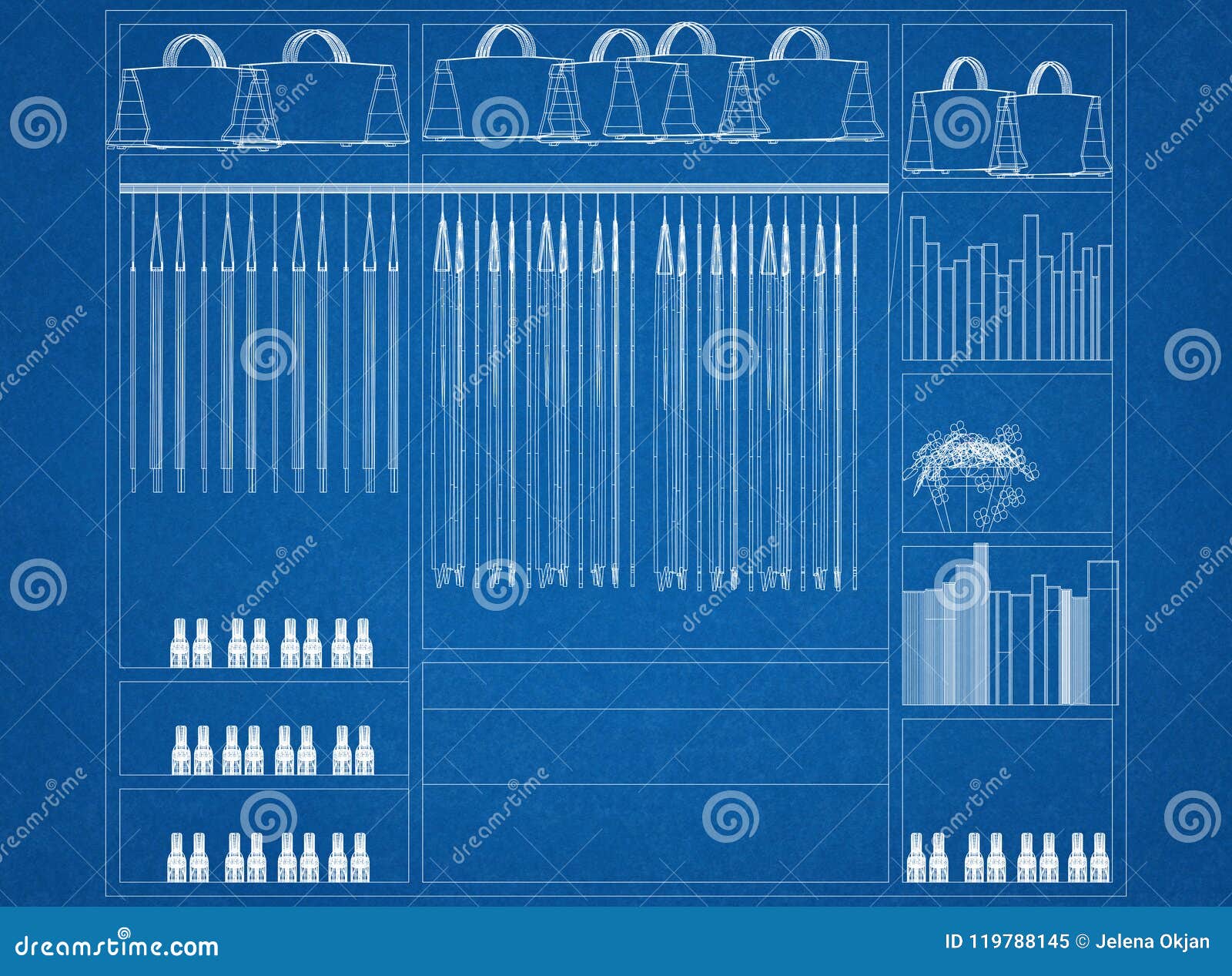 Closet Organizer Design Architect Blueprint Stock Illustration ...