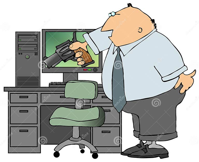 Shoot the Computer stock illustration. Illustration of bullet - 3447530