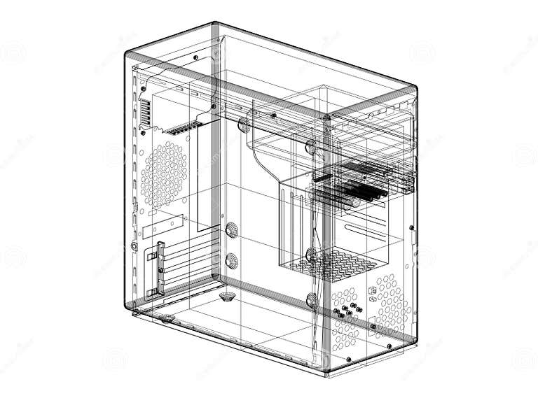 Computer Case Architect Blueprint - Isolated Stock Illustration ...