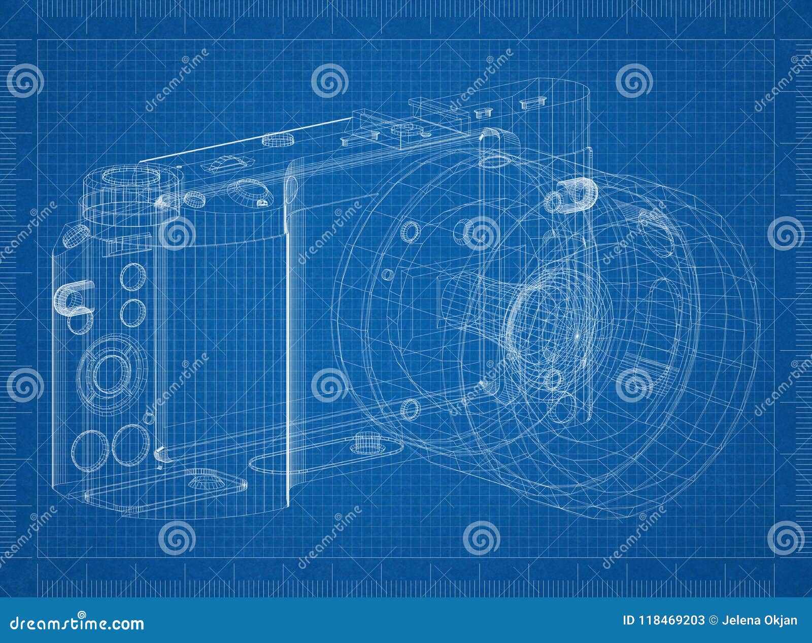 Digital Camera Architect Blueprint Stock Illustration - Illustration of ...