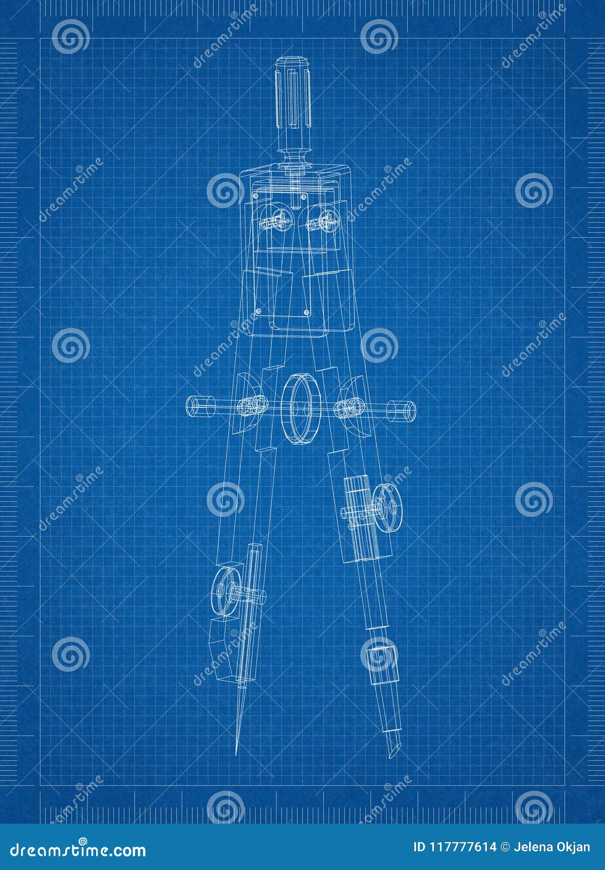 Drawing Compass Architect Blueprint Stock Illustration - Illustration ...