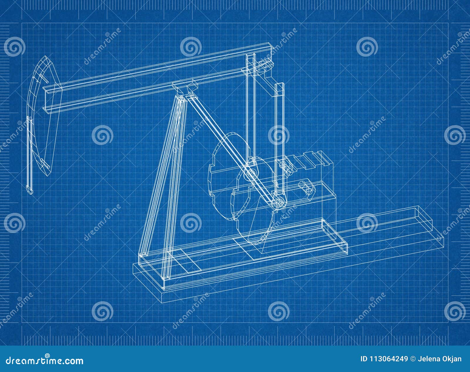 Drilling rig 3D blueprint stock illustration. Illustration of blueprint ...