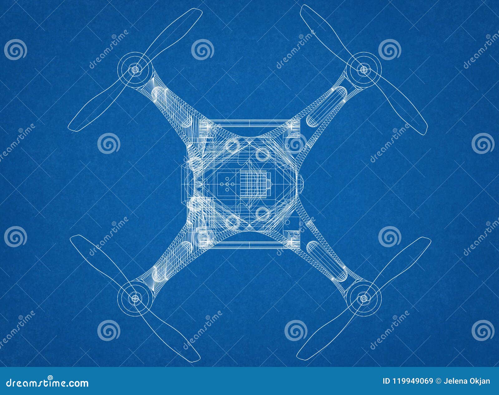 Drone Concept Architect Blueprint Stock Illustration - Illustration of ...