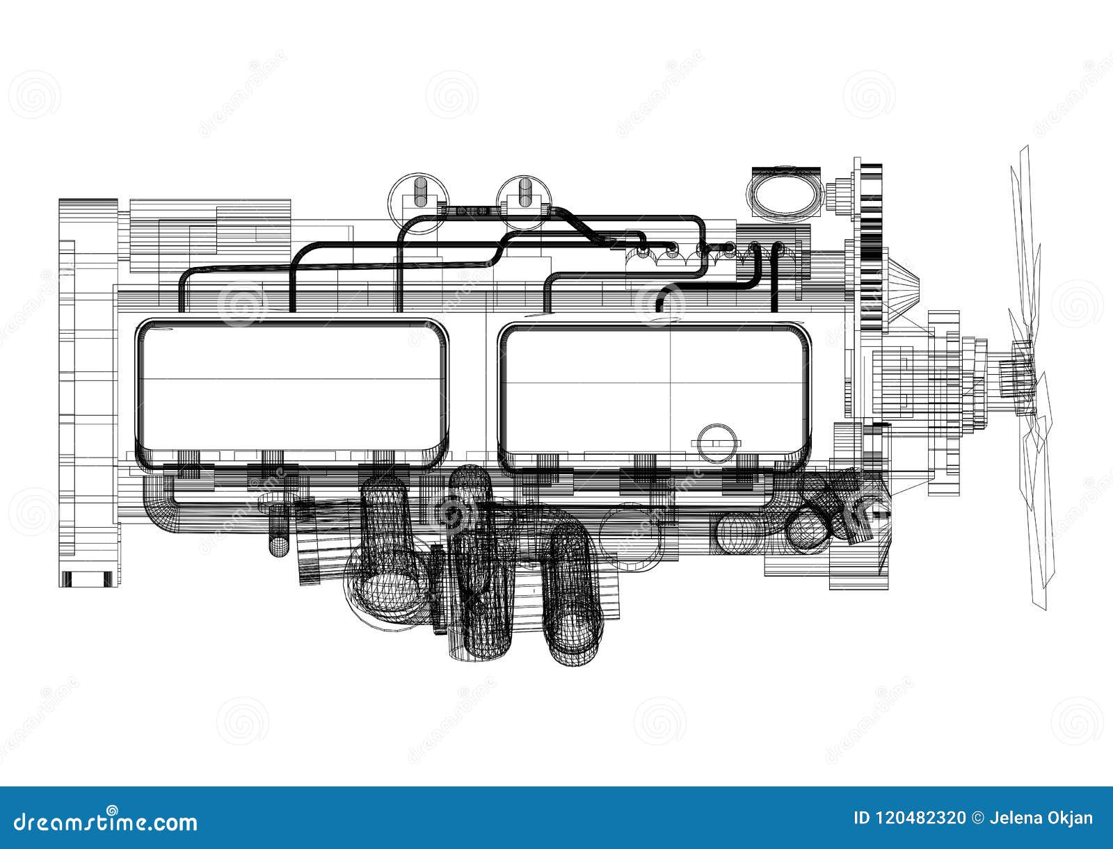 Engine Design Architect Blueprint Stock Illustration - Illustration of ...