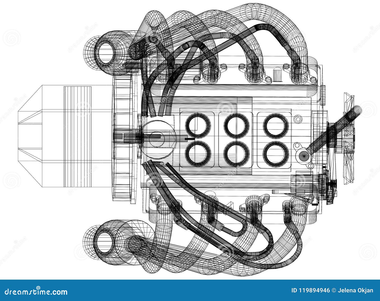 Engine Design Architect Blueprint - Isolated Stock Illustration ...