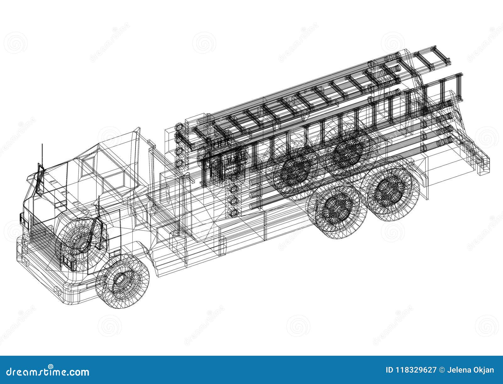 Fire Engine Architect Blueprint - Isolated Stock Illustration ...