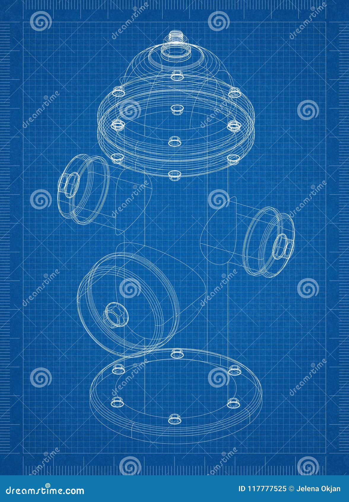 Fire Hydrant Architect Blueprint Stock Illustration - Illustration of ...