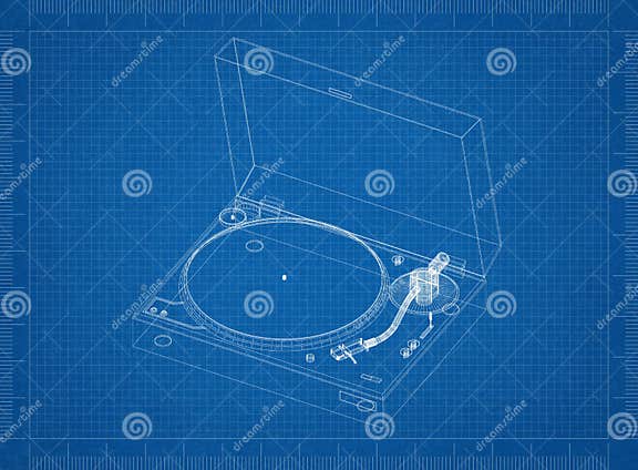 Gramophone Architect Blueprint Stock Photo - Image of classic ...