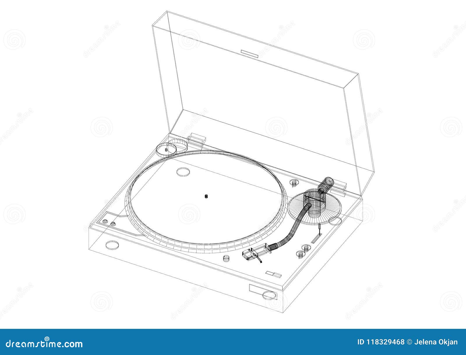 Gramophone Architect Blueprint - Isolated Stock Illustration ...