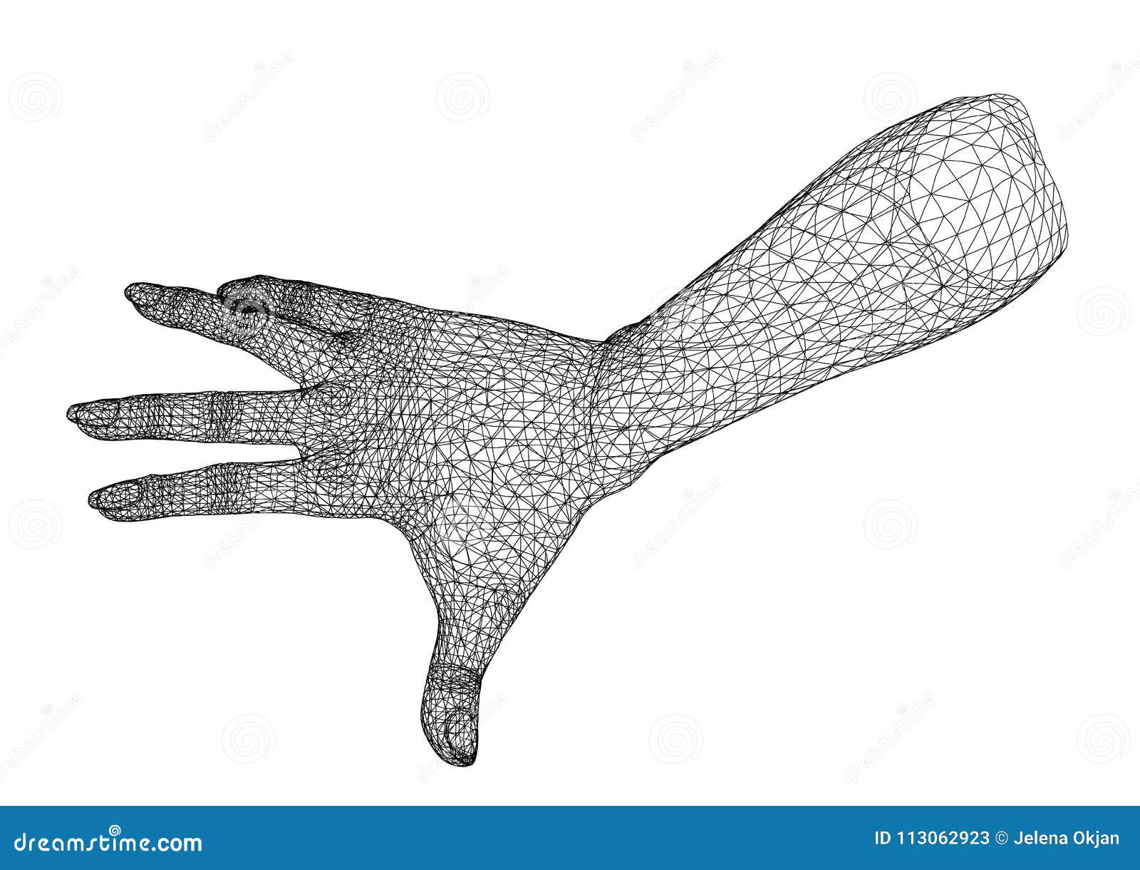 Hand 3D blueprint stock illustration. Illustration of background ...
