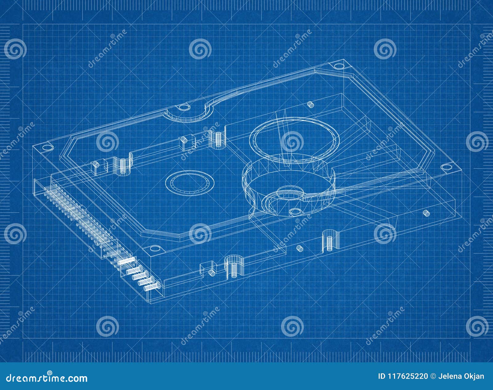 Hard Disk blueprint stock illustration. Illustration of detail - 117625220