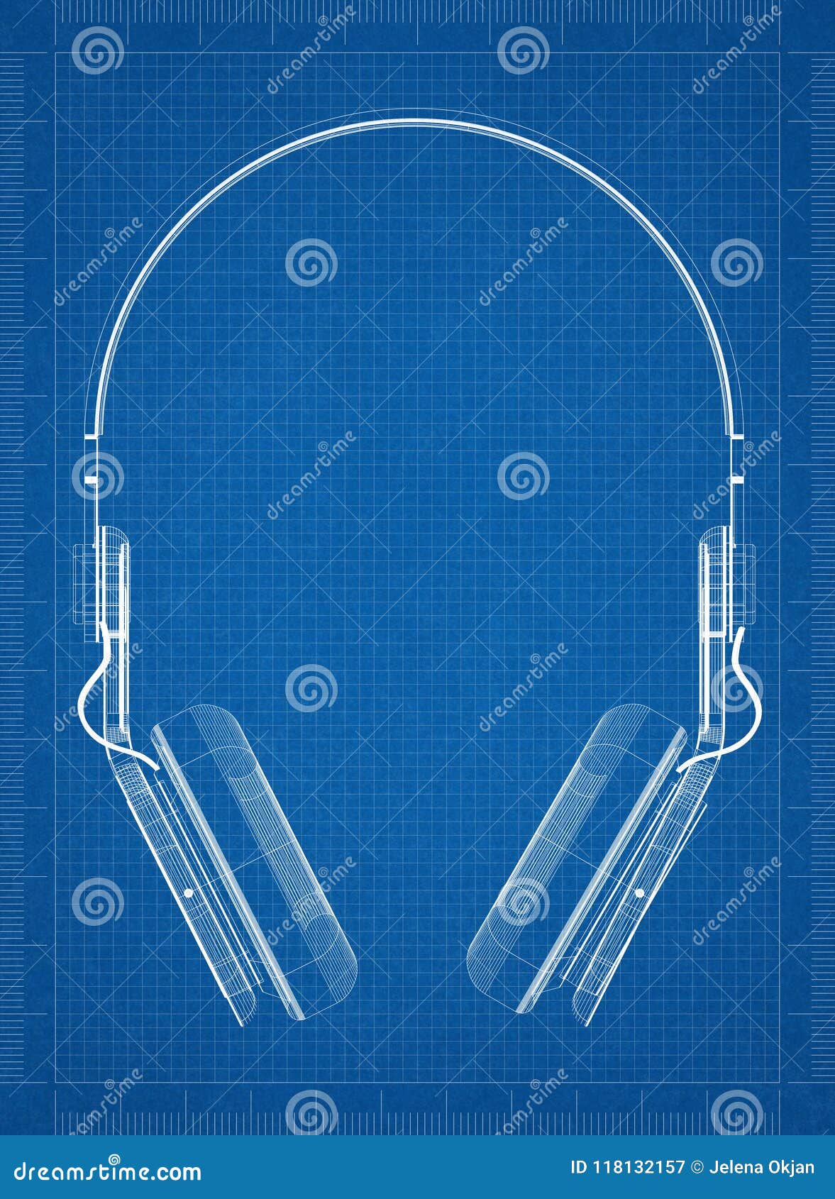Headphones Architect Blueprint Stock Illustration - Illustration of ...