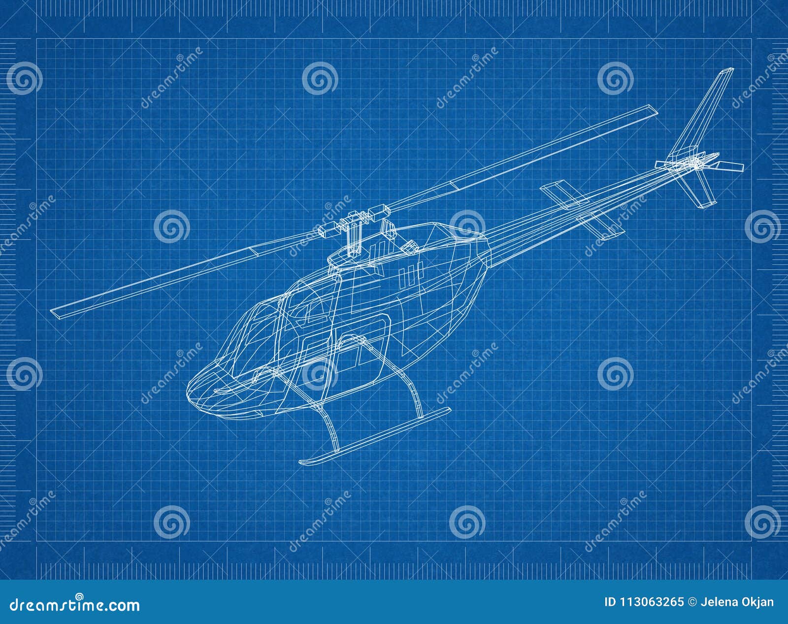 Helicopter 3D blueprint stock illustration. Illustration of isolated ...