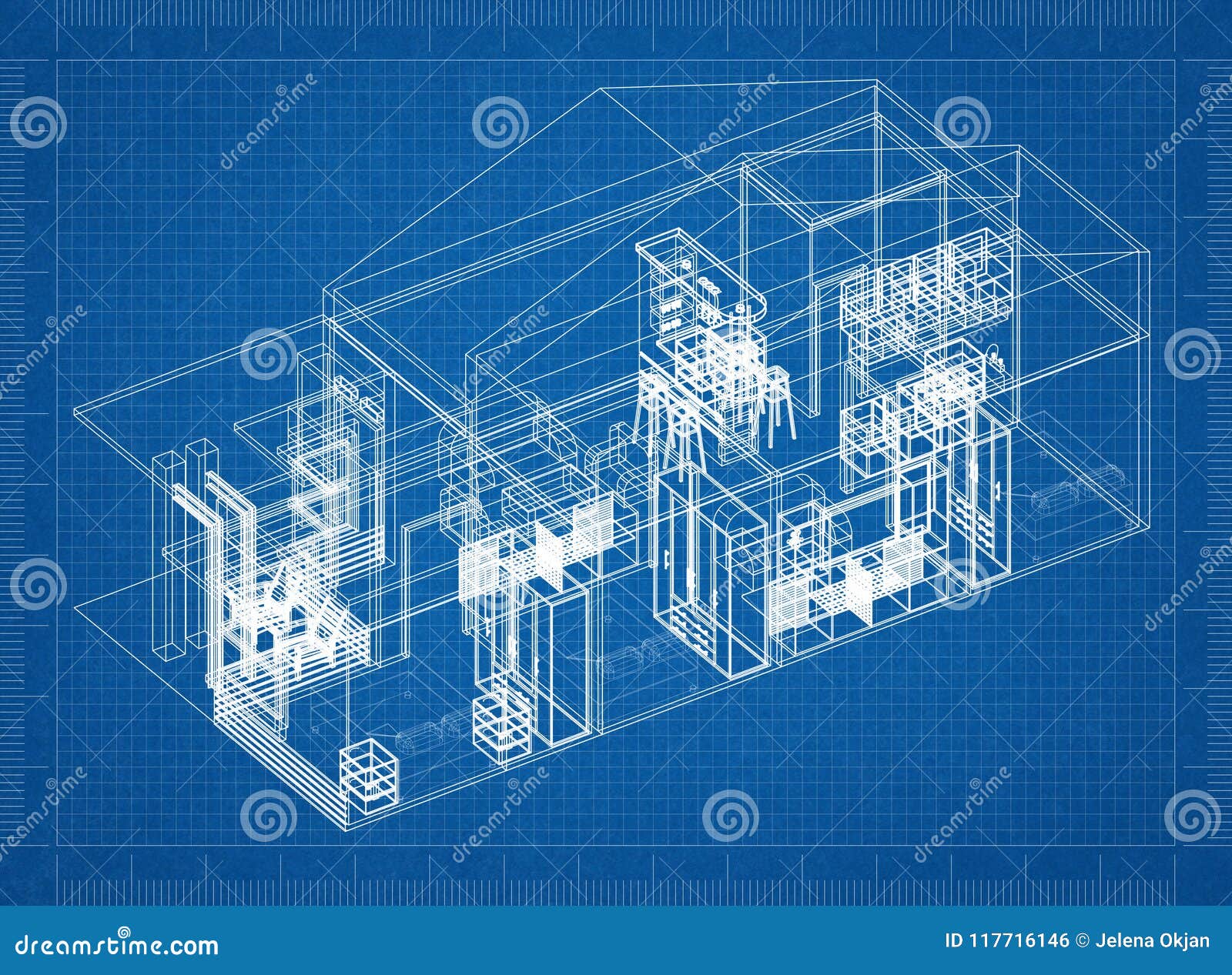 House Architect Design Blueprint Stock Illustration - Illustration of ...