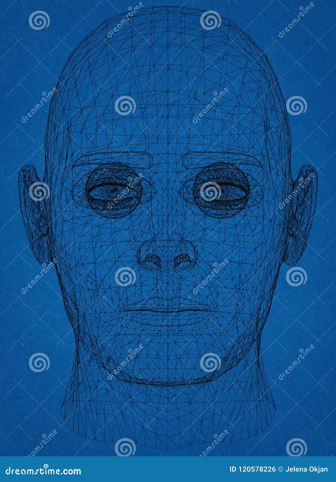 Human Head Architect Blueprint Stock Illustration - Illustration of ...