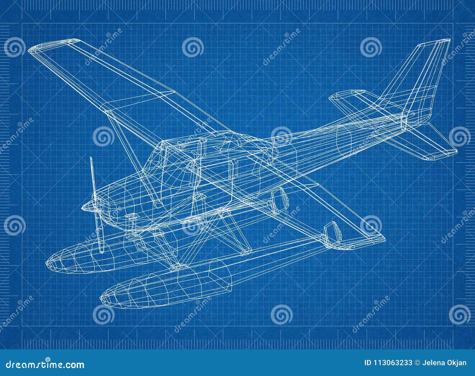 Hydroplane 3D blueprint stock illustration. Illustration of paper ...
