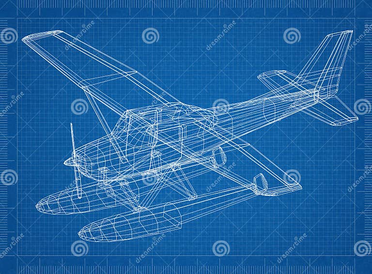 Hydroplane 3D blueprint stock illustration. Illustration of paper ...